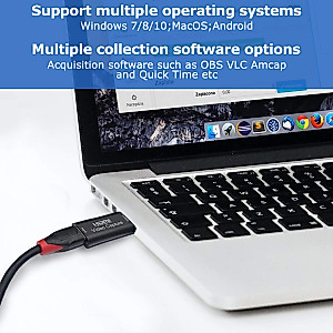 4K HDMI Video Capture Card, Cam Link Card Game Capture Card Audio Capture Adapter HDMI to USB 2.0 Record Capture Device for Streaming, Live Broadcasting, Video Conference, Teaching, Gaming(Black)