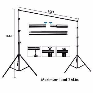 HYJ-INC Photo Video Studio 10 x12ft 100% Cotton Muslin Chromakey Green Screen Backdrop with 8.5 x 10ft Stand Photography Background Support System Kit Clamp, Carry Bag