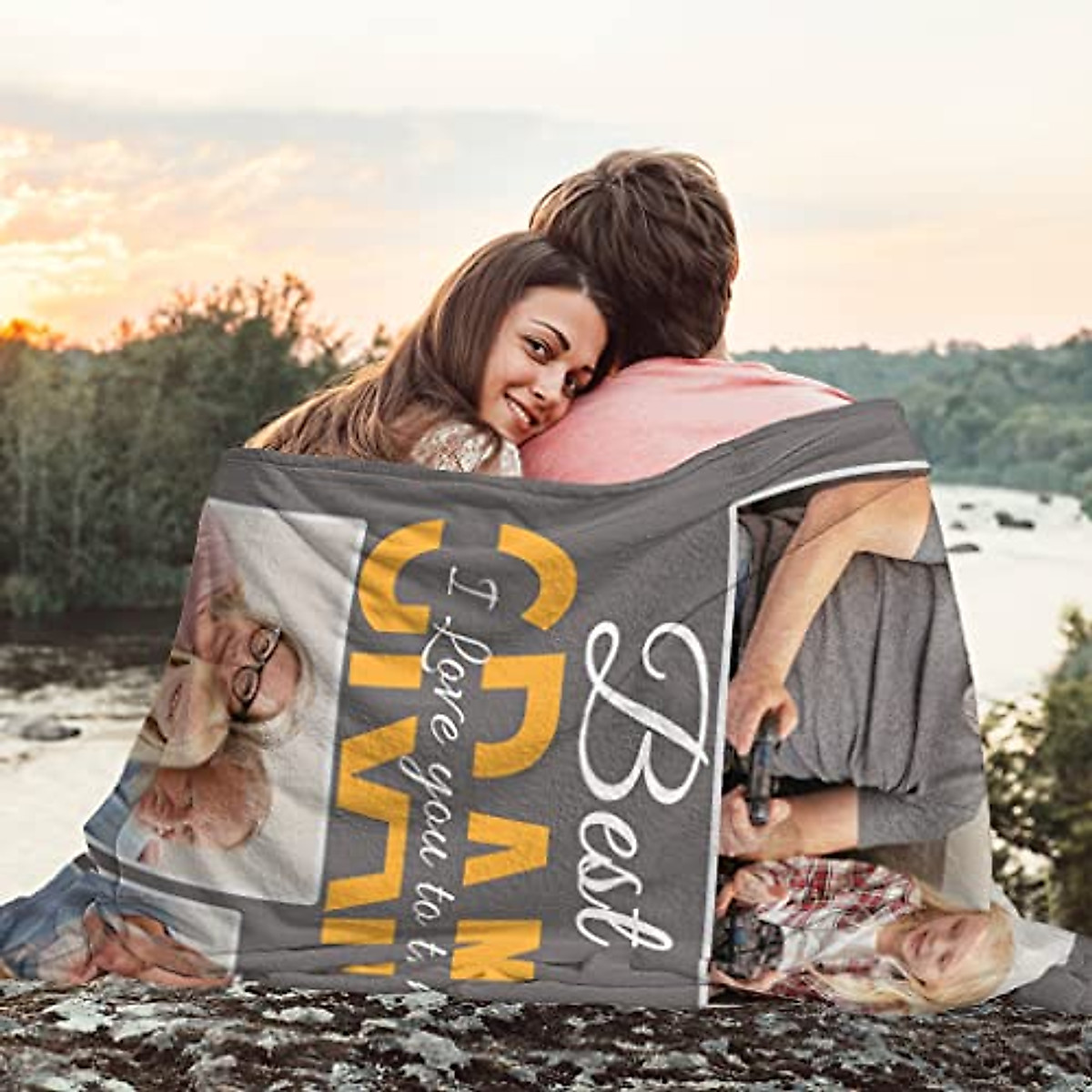 Dipopizt Gifts for Grandpa, Personalized Grandpa Blanket, Fathers Day, Christmas, New Year, Birthday Idea Gifts for Best Grand dad from Grandkids, Customized Blanket with Photo for Grandfather