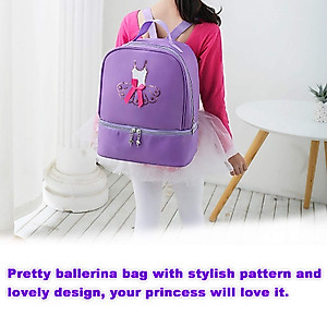 Yitengteng Ballet Dance Backpack for Little Girls Ballerina Purple Bag for Dance Toddler Dance Bag Gymnastics Latin Dance Yoga Tap Dance Jazz Storage Bag