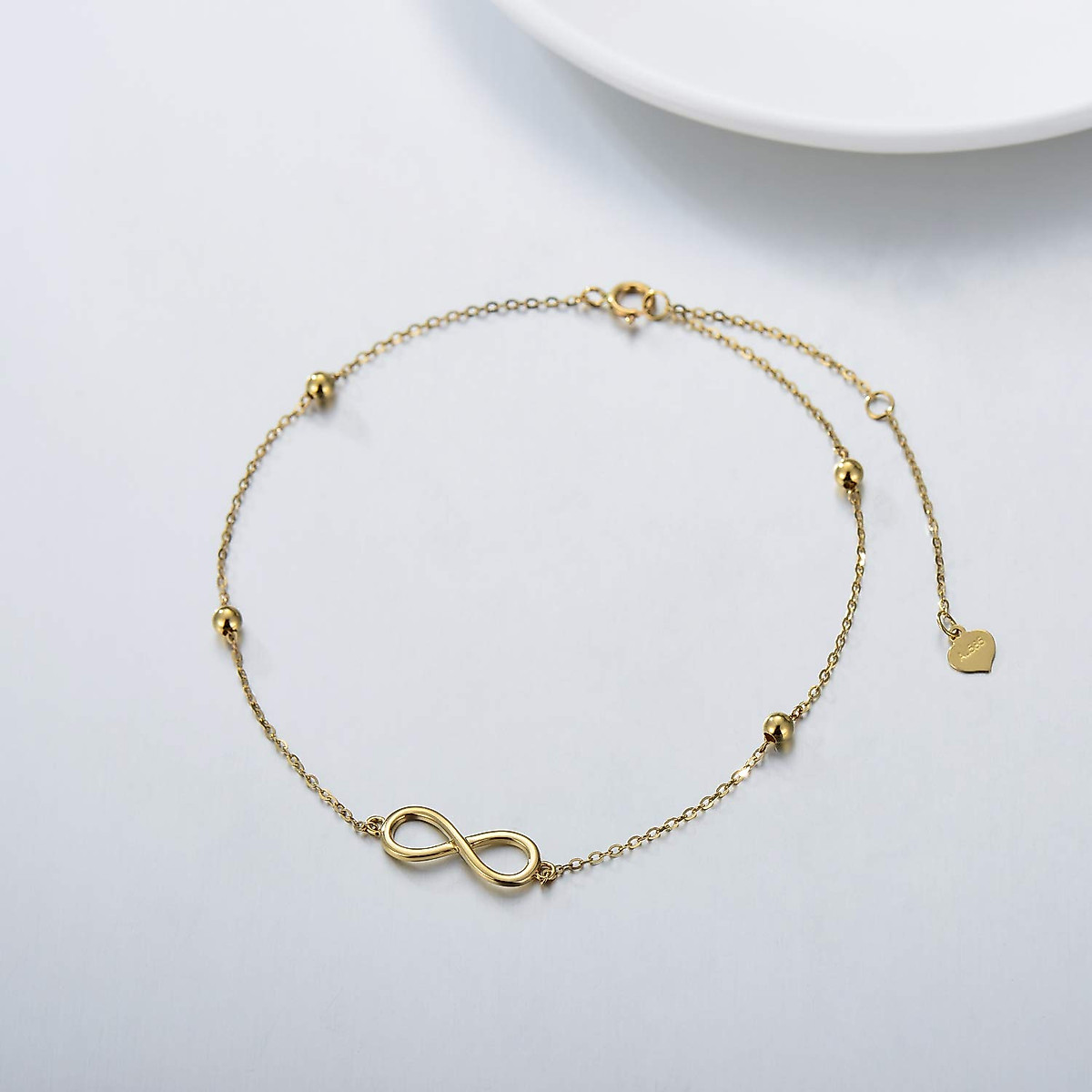 14K Solid Gold Infinity Bracelets Jewelry for Women, Real Gold Love Knot Bracelet Birthday Jewelry for Wife, Mom, Girlfriend, 6.5+1+1 inch