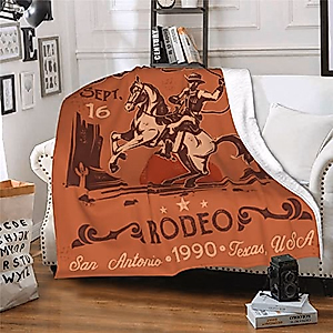 Vintage Western Cowboy Riding Horse Soft Throw Blanket All Season Microplush Warm Blankets Lightweight Tufted Fuzzy Flannel Fleece Throws Blanket for Bed Sofa Couch 60"x50"