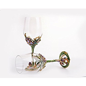 Bestbling Dragonfly Enamel Handcraft Artisan Painted Wine Glass Gift, Set of 2