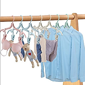 12 Pcs Folding Clothes Hangers, Portable Travel Clothes Hangers with Clips Plastic Non-Slip Pants Skirts Underwear Clothes Hangers Drying Rack for Home Outdoor Travel (12PCS)