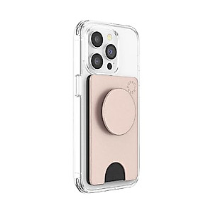 PopSockets Phone Wallet with Expanding Phone Grip, Phone Card Holder, Textured PopWallet - Shimmer Rose Gold