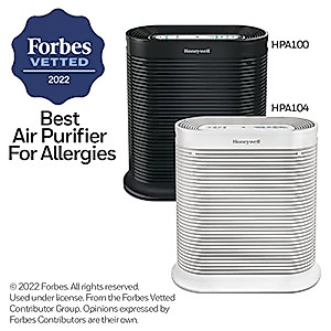 Honeywell HPA104 HEPA Air Purifier for Medium Rooms - Microscopic Airborne Allergen+ Reducer, Cleans Up To 750 Sq Ft in 1 Hour - Wildfire/Smoke, Pollen, Pet Dander, and Dust Air Purifier – White