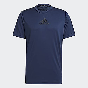 adidas Men's Primeblue Designed 2 Move 3-Stripes Tee, Crew Navy/Black, X-Large