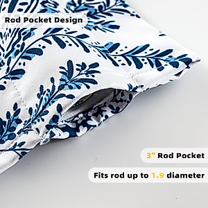 DriftAway Isla Paisley Floral Pattern Blackout Thermal Insulated Window Curtain Valance Rod Pocket 52 Inch by 18 Inch Plus 2 Inch Header Navy