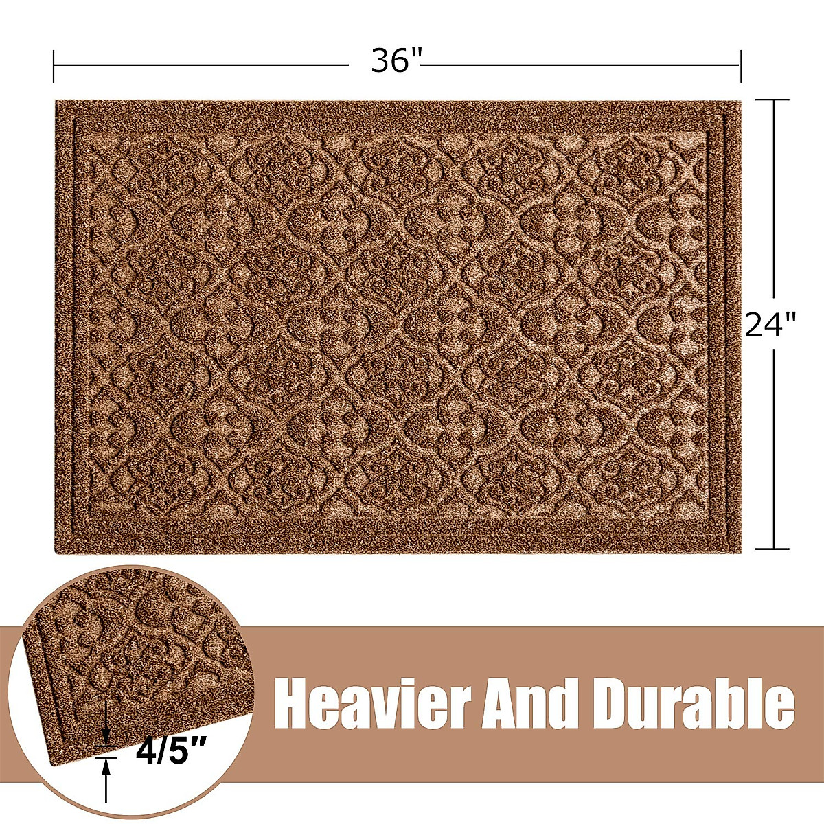 MAT 7-BANQUET Indoor Outdoor Door Mats 36" x 24", Waterproof All-Season WeatherMax Doormat, Heavier Durable Natural Rubber, Dry Out Easily, Non-Slip, Low Profile, Easy Clean Patio Entrance Mat, Brown