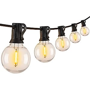 Brightown Outdoor String Lights 38FT(30+8) - LED String Lights G40 Globe Patio Lights Energy Saving with 15 LED Bulbs, Shatterproof Hanging Outdoor Lights for Christmas Outside Garden Backyard Cafe