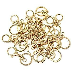 Honbay 20pcs Zinc Alloy KC Gold Lobster Claw Clasp Keychain, Key Ring Loop Key Holders with Flat Split Ring