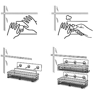 GDFYMI Shower Caddy Adhesive Sticker for Replacement, Nail Free Transparent Adhesive Hook Strip for Bathroom Storage Shelves and Kitchen Racks (2 Pack)