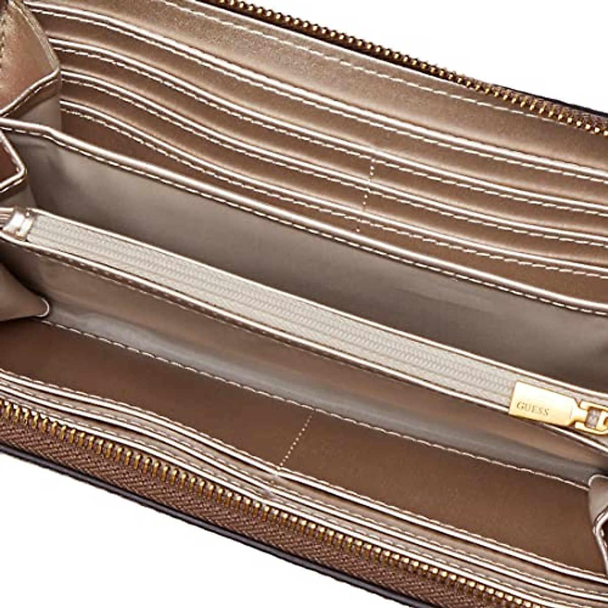 GUESS womens Zadie Logo Large Zip Around Wallet, Latte Logo Python, one size US