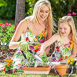 Garden Tool Set SOYUS Heavy Duty 5 Piece Gardening Kit Aluminum Alloy Garden Spade Shovel for Digging Hand Trowel Weeder Cultivator Rake with Ergonomic Non-Slip Girp Pink Garden Tools Gifts for Women