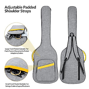 LETSROCK 47 Inch Bass Guitar Gig Bag 0.38 Inch Thick Padding Backpack Soft Bass Case Dual Adjustable Shoulder Strap Pocket & Neck Strap Gray