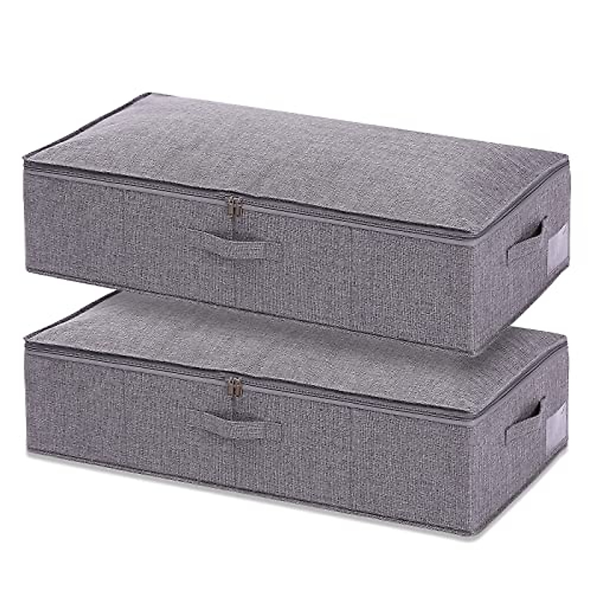 Sillars Under Bed Storage, Foldable Under Bed Storage Containers with Sturdy Structure for Organizing Clothes, 2 Pack, Grey, 30"L x 15"W x 6.7"H