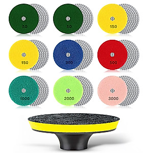 DKITDBIT 10 Pieces Diamond Polishing Pads Wet 4 inch (100mm) for Marble, Granite, Quartz, Concrete and Stone.