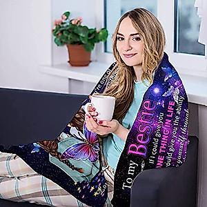 to My Bestie Gift Blanket Super Soft Fleece Throw Blankets for Women, Girls, BFF, Sisters, Friendship, Friend Gifts for Birthday Christmas Microfiber Cozy Throws for Home Bed Sofa 60"x 50"