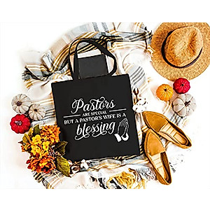 GXVUIS Canvas Tote Bag Reusablec Grocery Shoulder Bags for Shopping Work Gifts for Wife Christian Pastor Appreciation Gift Black