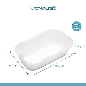 KitchenCraft Loaf Tin Liners, Non Stick, Cake and Bread Tin, 20 x 9 cm, Pack of 40 Liners, White