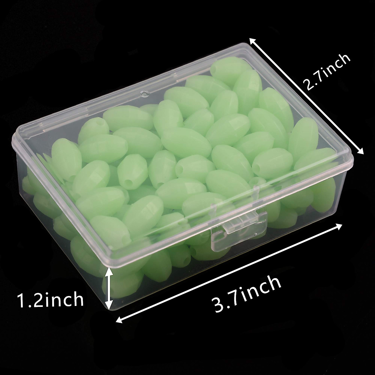 OROOTL Glow Beads Fishing Saltwater, 100pcs Hard Plastic Luminous Fishing Beads Green White Fish Beads Assortment Oval Egg Bead Lures Sea Fishing Tool