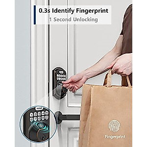 TEEHO TE002 Fingerprint Door Lock - Keyless Entry Door Lock with Keypad - Electronic Deadbolt Keyed Entry - Front Door Lock - Combination Door Lock - Easy Installation - Oil-Rubbed Bronze