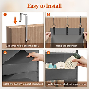 Lifewit 1 Pack Over the Door Organizer, 5 Shelf Clear Window Hanging Storage with 4 Mesh Side Pockets, Anti Tilt 40 lbs Load Behind Door for Pantry, Nursery, Bathroom, Bedroom, Kitchen, Dorm, Grey