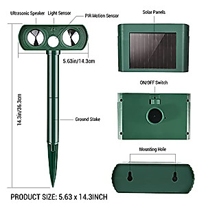 Lubatis 2 Pack Animal Repellent Outdoor Solar Animal Repeller Deterrent with Motion Sensor Ultrasonic Repellent for Cat, Squirrel, Deer, Raccoon, Skunk, Rabbit, Dog, Waterproof