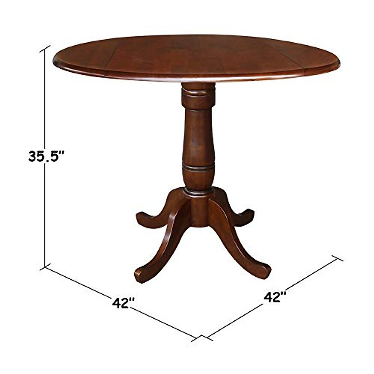 Pemberly Row 42" Round Dual Drop Leaf Pedestal Table - 35.5" H Espresso