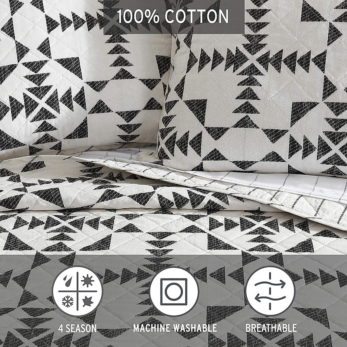 Eddie Bauer - King Quilt Set, Reversible Cotton Bedding with Matching Shams, Lightweight Home Decor for All Seasons (Arrowhead Charcoal, King)