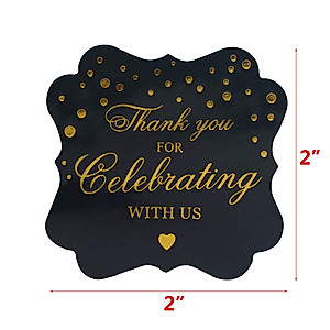 OPG Thank You For Celebrating With Us Stickers, Gold Thank You Sticker, Decorative Stickers for Party Supplies,50-Pack 2"