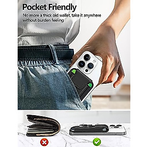 3-in-1 Magnetic Wallet with Phone Grip, Compatible with MagSafe Wallet and Phone Stand, Leather Privacy Flap, Magnetic Phone Wallet Holder with Phone Ring for iPhone 14/13/12 Series, 7 Cards, Black