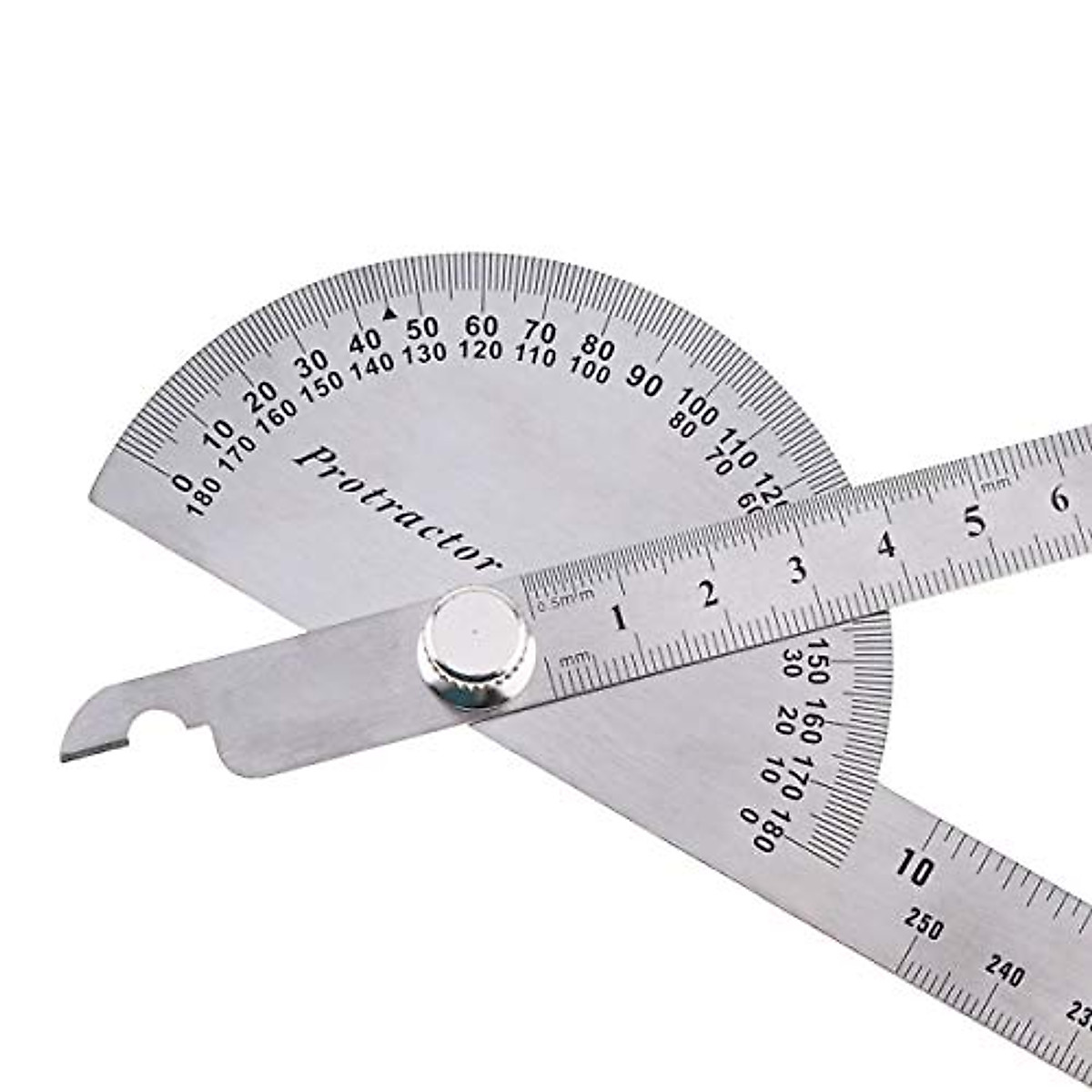 ChgImposs 0-180 Degree Angle Finder, Stainless Steel Round Head Rotary Protractor Scale Angle Finder Adjustable Double-arm Ruler Angle, Finder Craftsman Ruler Machinist Tool