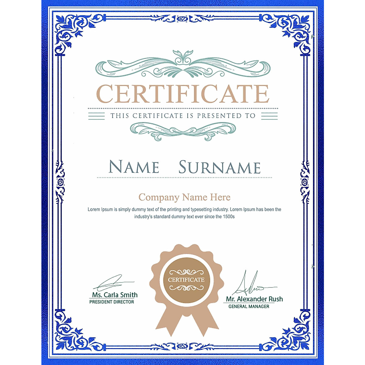 Professional Certificate Paper 8.5 x 11 for Printing, Diploma Paper, Award Certificates Paper, 80 lb, 15 Count, Gold Foil Border, for Office, Business Awards, Graduation, School (Blue)