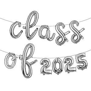 Multicolor Class of 2025 Balloons - 16 Inch | Graduation Balloons for Graduation Decorations Class of 2025 | Class of 2025 Decorations, Graduation Balloons Class of 2025 (L CLASS OF 2025 Silver)