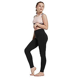 BALEAF Black Leggings Girls Dance Tights Yoga Pants with Pocket Preppy Clothes Kids Teen Running Athletic Workout Ballet Size 10-12