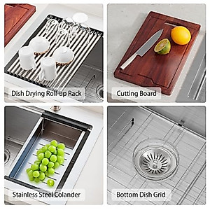 AGABOK 33 Inch Drop In Kitchen Sink, 33x22 Inch Topmount Workstation Sink with Ledge, 18 Gauge SUS304 Stainless Steel Kitchen Sink, 10 Inch Deep Handmade Single Bowl Kitchen Sinks with Accessories