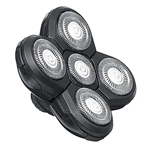 Shaver Blade Heads for 5 Heads Razor Blade Heads, Electric Razor Head Replacement Blades Beard Cutter Easy Install for Head and Face (Black)