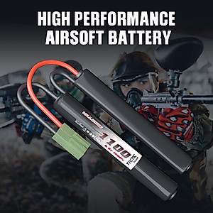 Hilldow 9.6V Airsoft Battery 1100mAh 20C with Mini TMY for Airsoft Guns Rifle Model (M13)