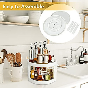 FVIEXE 2PCS Non-Skid Two Tier Cabinet Lazy Susan Turntable 10 Inch, 360 Degree Rotating Kitchen Spice Rack Spinning Lazy Susan Turntable Organizer, Pantry Countertop Vanity Bathroom Display Stand