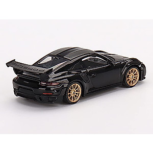911 (991) GT2 RS Weissach Package Black with Carbon Stripes Ltd Ed to 3960 pcs Worldwide 1/64 Diecast Model Car by True Scale Miniatures MGT00401