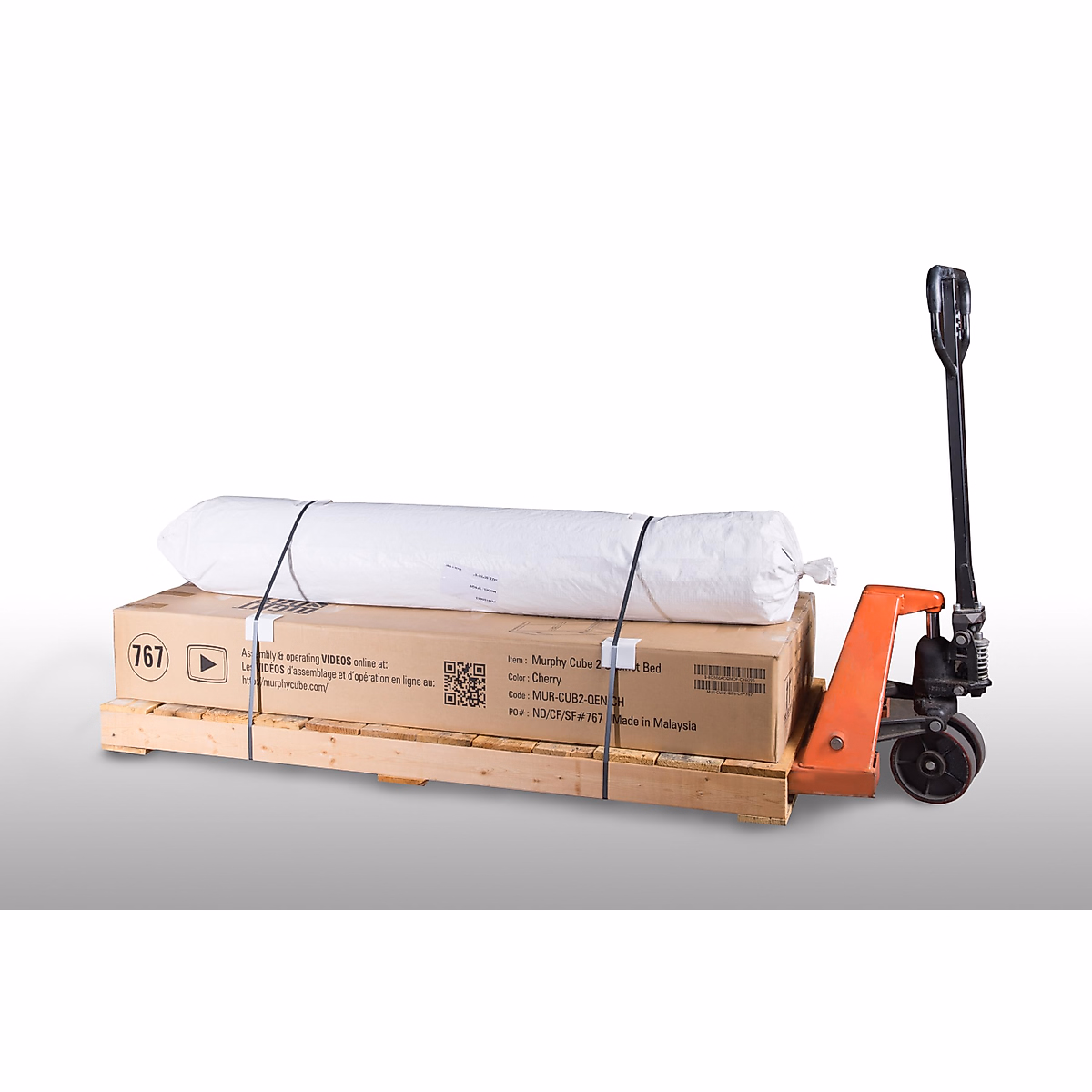 NIGHT & DAY Murphy Cube Queen Cabinet Bed Ready-to-Assemble with Custom 6" Memory Foam Mattress (White)