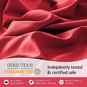 LuxClub 4 PC California King Sheet Set, Breathable Luxury Bed Sheets, Deep Pockets 18" Wrinkle Free Cooling Sheets Machine Washable Hotel Bedding Silky Soft - Red Cal King