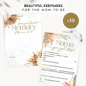 Printperie Pampas Grass Baby Shower Games for 50 Guests, 6 Games Double-Sided Cards, Boho Gender Neutral for Boys or Girls