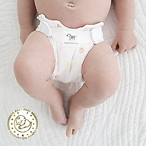 Amazing Baby Cotton Muslin SmartNappy Hybrid Cloth Diaper Cover + 1 Bi-fold Reusable Insert + 1 Booster, Mini Watercolor Dots, Multi Pink, Size 1, 5-10 lbs