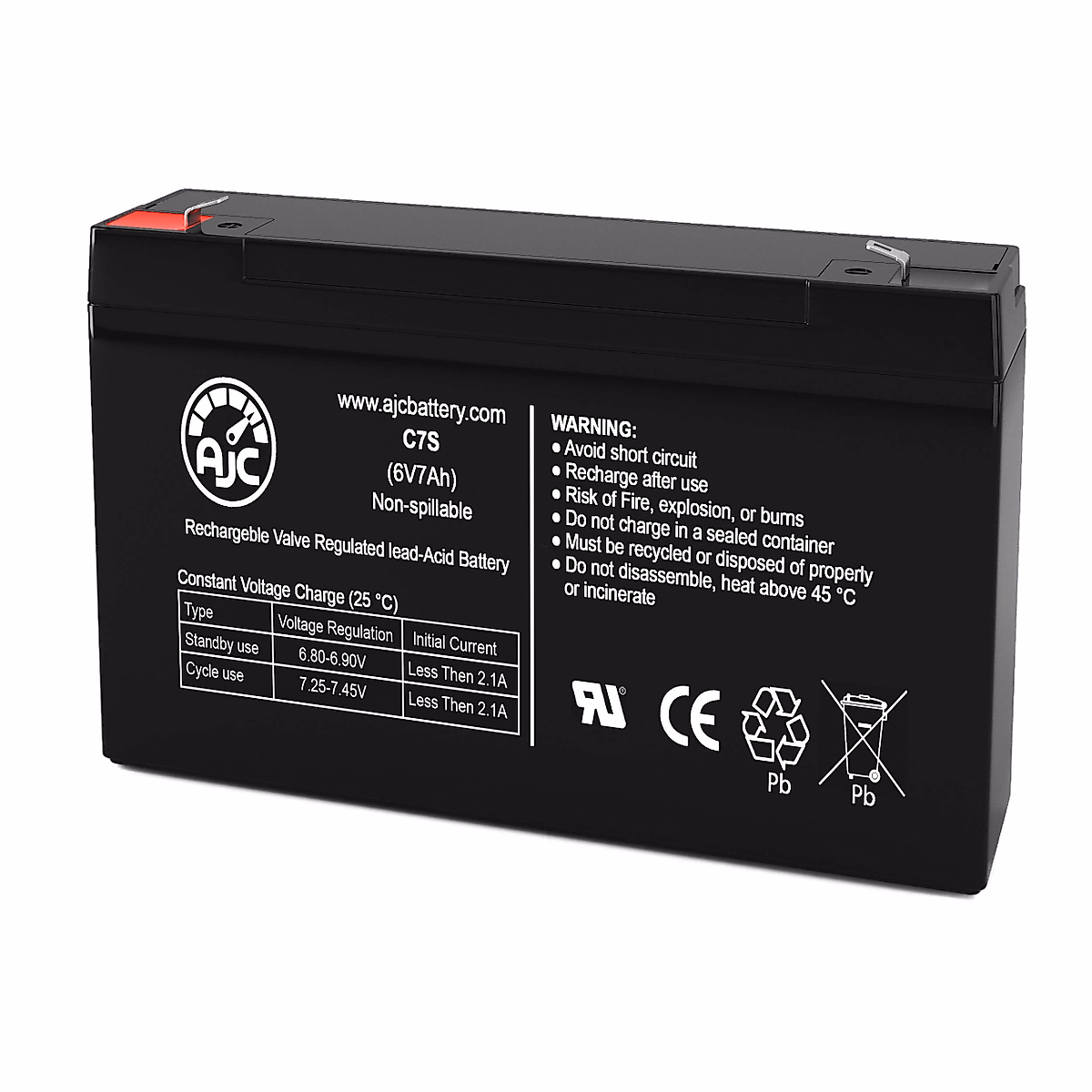 AJC Battery Compatible with Duracell DURA6-7.2F 6V 7Ah Sealed Lead Acid Battery