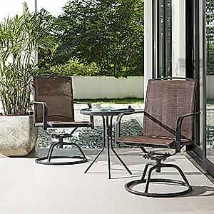 3 Pieces Outdoor Furniture, Patio Table and Chairs, Bar Stools Set of 3 Swivel Outdoor Chairs, Bar Height Patio Table & Chairs Set Furniture Patio All Weather Outdoor Patio Furniture (Brown)