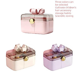 HMWQC Hair Accessories Organizer for Girls Mutipurpose Storage Box Organizer with Removable Tray Plastic Tool Box Art Case for Makeup Sewing Nail Accessories