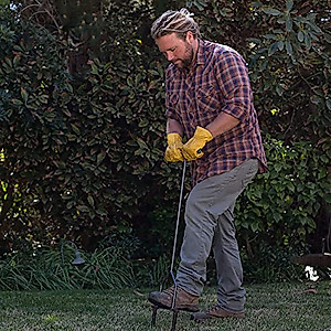 Yard Butler ID-6C Manual Lawn Coring Aerator - Grass Dethatching Turf Plug Core Aeration Tool - Grass Aerators for Small Yards - Loosen Compacted Soil - Gardening Hand Tools - Gray, 37 Inches