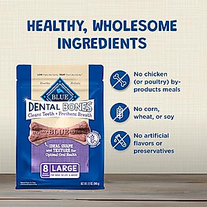 Blue Buffalo Dental Bones Large Natural Dental Chew Dog Treats Bag